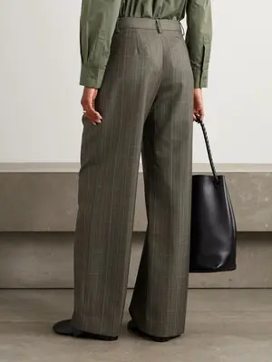 TWP Sulli Pleated Checked Wool Wide-leg Pants