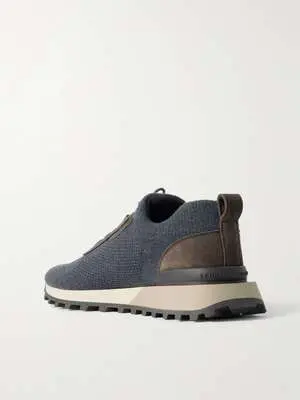 Brunello Cucinelli Bead-embellished Wool-blend Sneakers