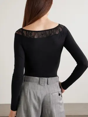 Stella McCartney Lace-trimmed Ruched Bodysuit