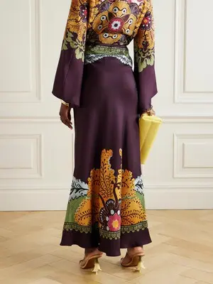 La DoubleJ Printed Silk-twill Maxi Skirt