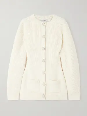 LANVIN Ribbed Wool Cardigan - Cream