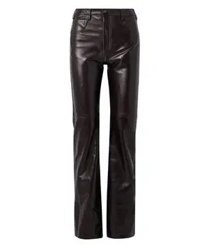 NILI LOTAN Leather Straight-leg Pants - Brown