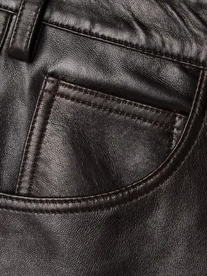 NILI LOTAN Leather Straight-leg Pants - Brown