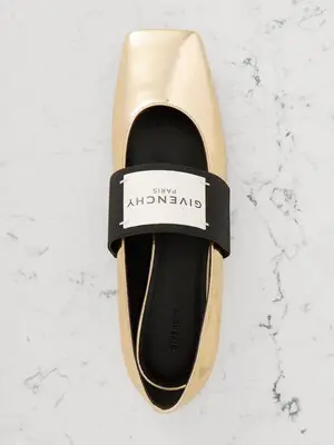Givenchy Logo-appliquéd Mirrored-leather Ballet Flats