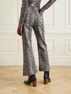 Gabriela Hearst Ezra Snake-print Recycled Mid-rise Bootcut Jeans - Gray