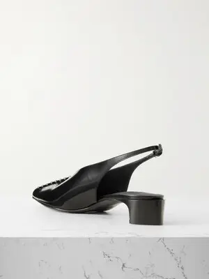 JIL SANDER Studded Glossed-leather Slingback Pumps