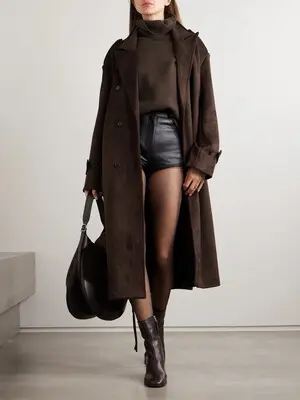 THE FRANKIE SHOP Pembroke Brushed Trench Coat - Brown