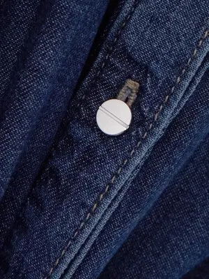 TWP Fifis Pussy-bow Paneled Denim Blouse