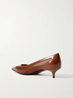 JIMMY CHOO Amelia 30 Mesh-trimmed Leather Pumps