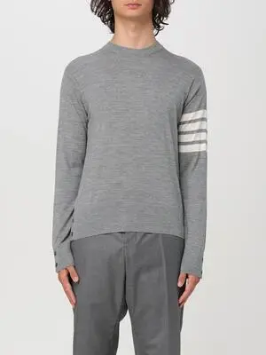 Thom Browne Pullover With Signature Striping - Mouse Grey