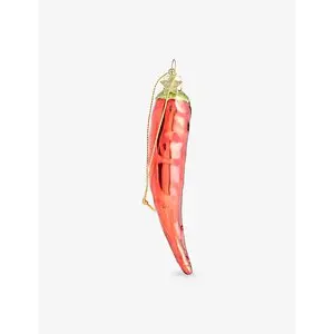 SELFRIDGES EDIT Red Chili Pepper Glitter-embellished Glass Christmas Decoration 13.5cm - One-color