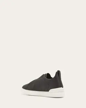 Zegna Triple Stitch™ Secondskin Leather Slip-on Sneakers - Black