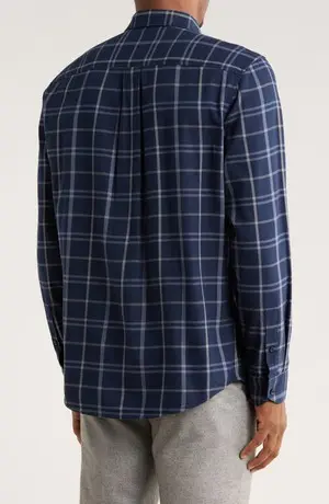 Nordstrom Flannel Button-up Shirt - Navy Still Grid Plaid