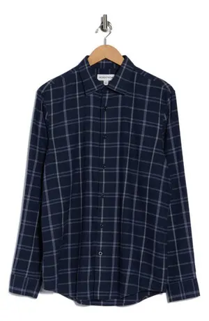 Nordstrom Flannel Button-up Shirt - Navy Still Grid Plaid
