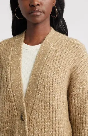 Treasure & Bond Oversized Nubby Cardigan - Tan Lead Combo