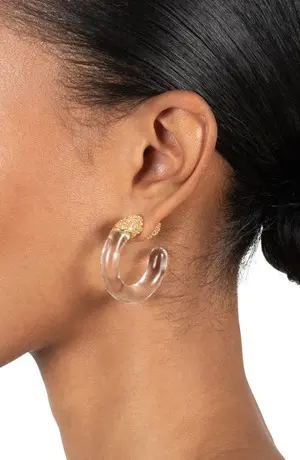Alexis Bittar Liquid Lucite Crystal Hoop Earrings