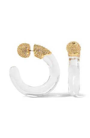 Alexis Bittar Liquid Lucite Crystal Hoop Earrings