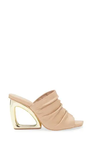 KOKO + PALENKI Ruched Wedge Sandal - Camel Leather