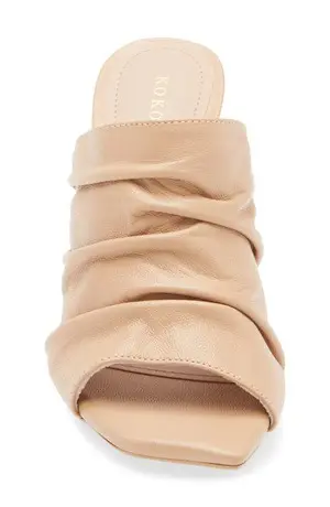 KOKO + PALENKI Ruched Wedge Sandal - Camel Leather