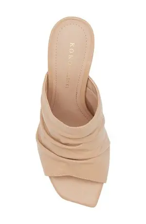 KOKO + PALENKI Ruched Wedge Sandal - Camel Leather