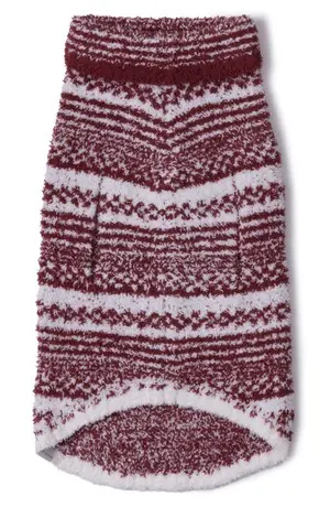 Barefoot Dreams Cozychic® Checkered Stripe Pet Sweater - Crimson-pearl