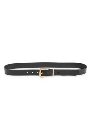ALLSAINTS Hex Leather Belt - Black/antique Brass
