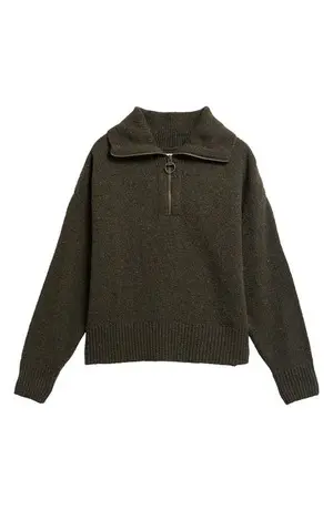 Barbour Lavensdale Wool-blend Half-zip Sweater - Olive