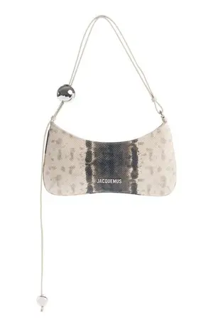 Jacquemus Le Bisou Perle Snake Embossed Leather Shoulder Bag Multi-beige 015