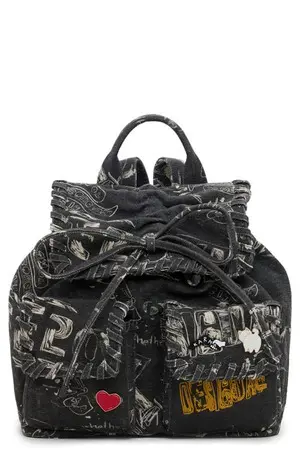 Desigual Mixed Media Canvas Backpack
