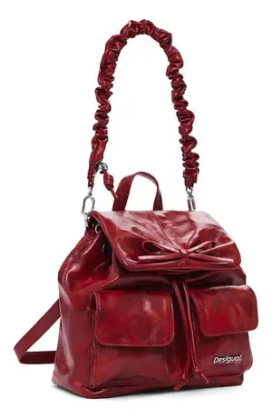 Desigual Bow Accent Faux Leather Backpack