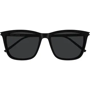 Saint Laurent 56mm Rectangular Sunglasses - Black