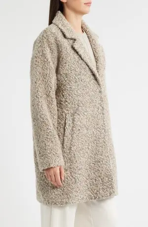 Eileen Fisher Notch Collar Long Coat - Biscuit Beige