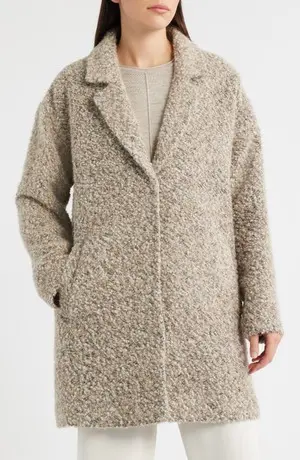 Eileen Fisher Notch Collar Long Coat - Biscuit Beige