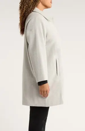 Eileen Fisher Herringbone Wool Longline Coat - Sea Salt