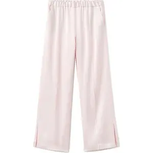 Mango Selection Satin Slit Hem Wide-leg Pants - Pastel Pink