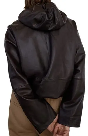 Mango Selection Leather Hooded Jacket