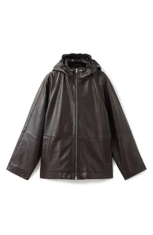 Mango Selection Leather Hooded Jacket