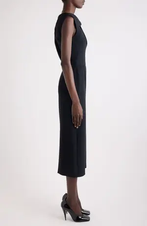 Givenchy Draped Crepe Cady Midi Pencil Dress
