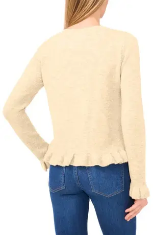 CECE DUPRAZ Ruffle Trim Ribbed Cardigan - Butter Cream Yellow
