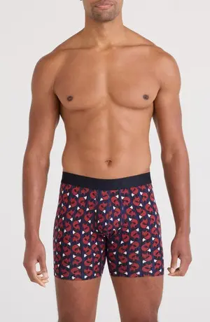 SAXX Droptemp™ Cooling Cotton Boxer Briefs - Fox Check-navy