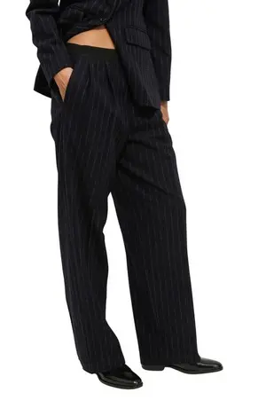 ALEX MILL Pinstripe Pleated Wool Trousers