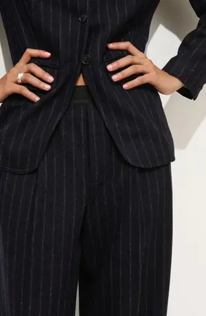 ALEX MILL Pinstripe Pleated Wool Trousers