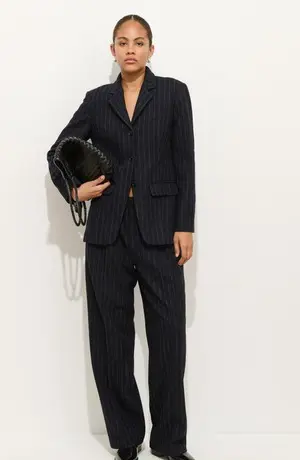 ALEX MILL Pinstripe Pleated Wool Trousers