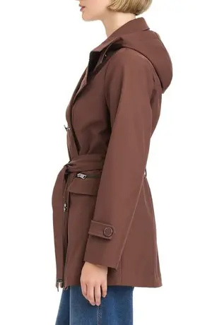 Vince Camuto Double-breasted Hooded Trench Coat - French Roast