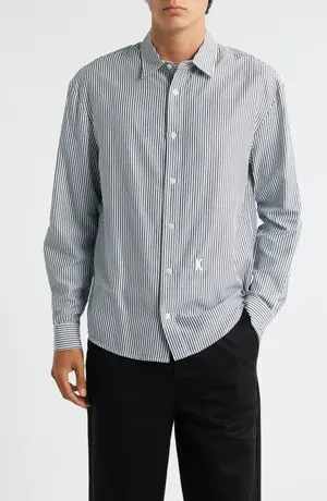 KROST Embroidered Stripe Button-up Shirt - Black