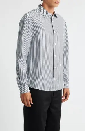 KROST Embroidered Stripe Button-up Shirt