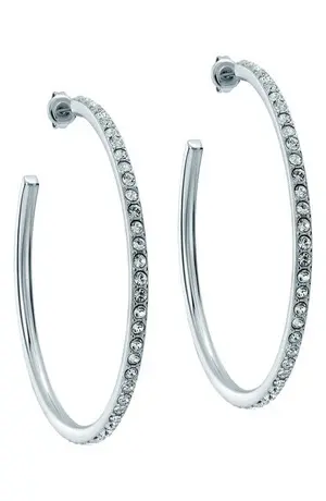 Ted Baker London Crystal Hoop Earrings - Silver Tone/clear Crystal