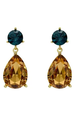 Ted Baker London Crystal Drop Earrings - Gold Tone/dark Blue/topaz