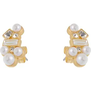 REISS Mae Zoroya Faux Pearl And Crystal Stud Earrings - Gold Tone/pearl/clear