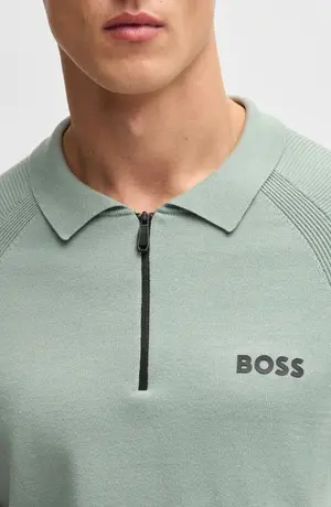 BOSS Perform-max Quarter-zip Polo Sweater - Open Green